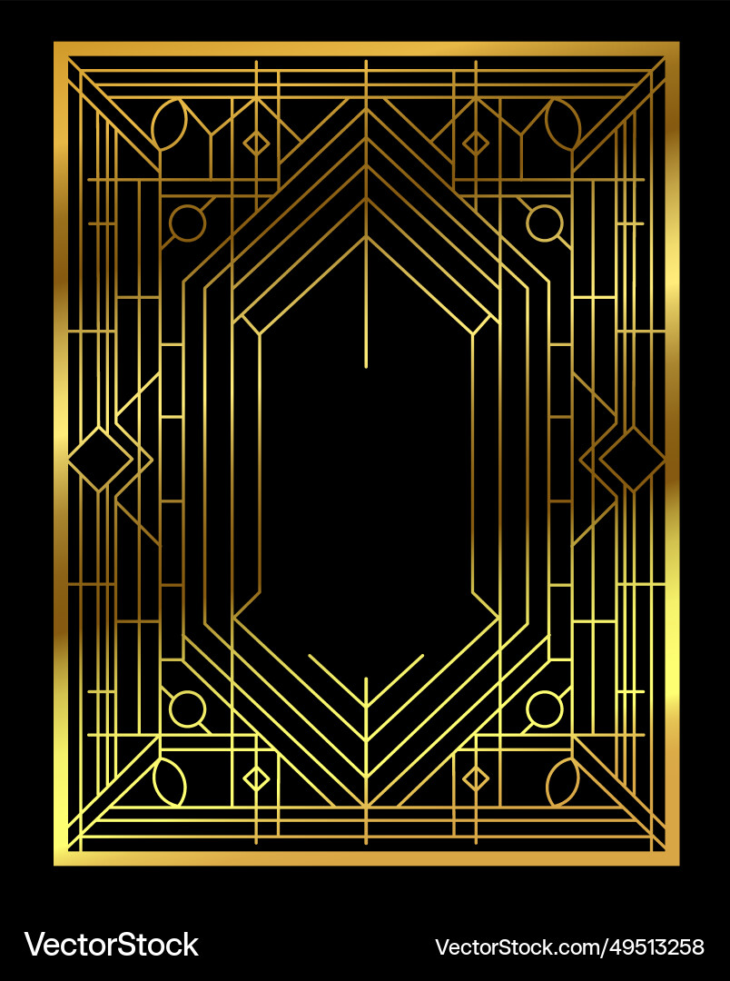 Gold geometric art deco style line Royalty Free Vector Image