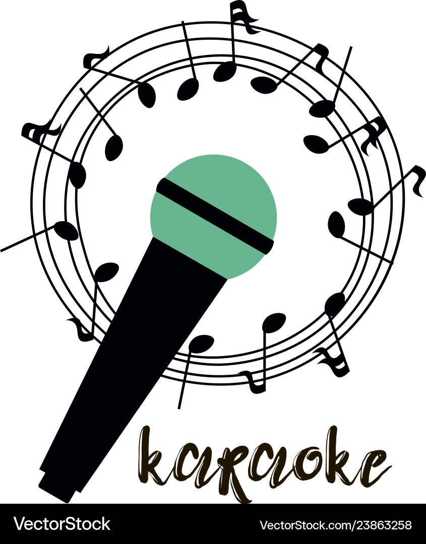 Isolated on white karaoke emblem logo flyer Vector Image