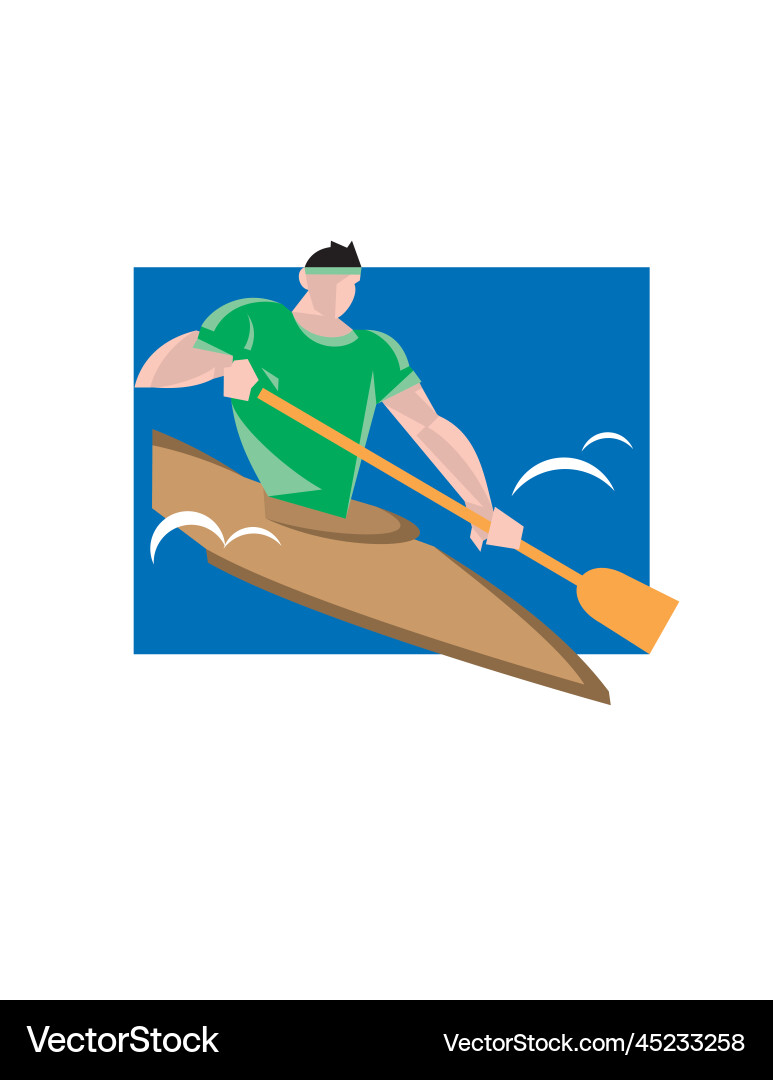 Rowing in a kayak isolated on white background Vector Image