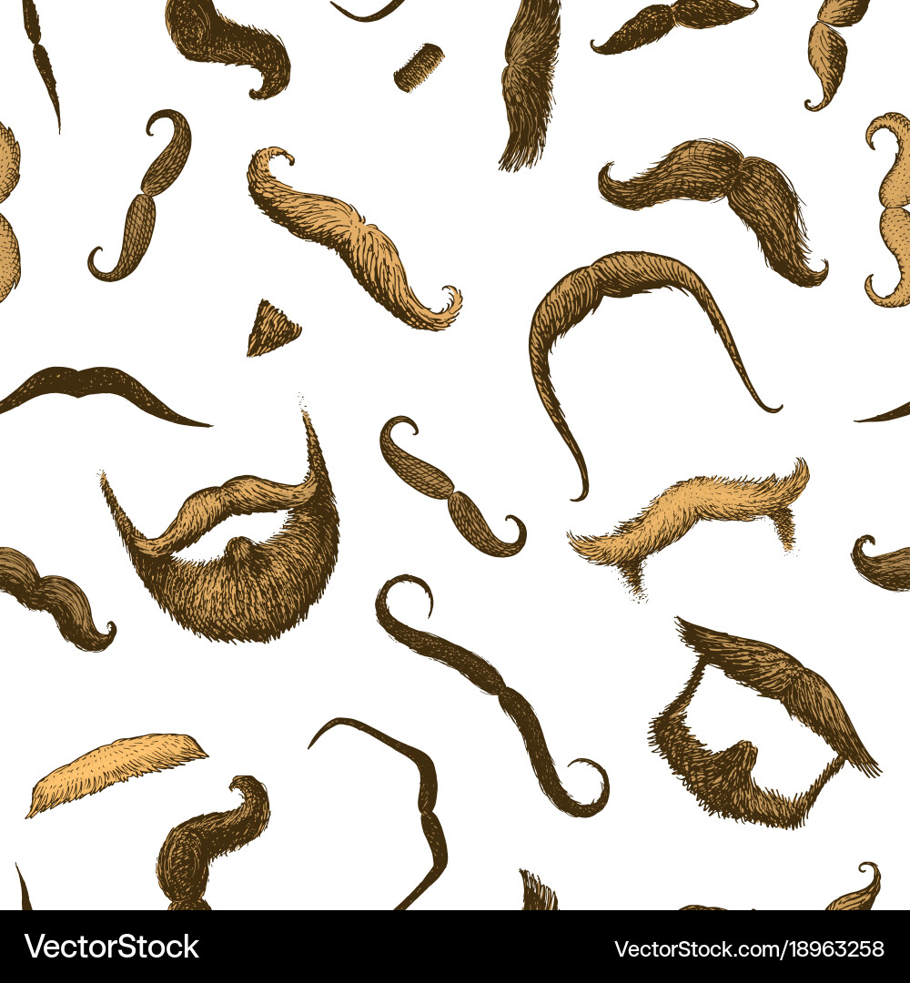 Seamless pattern mustache and funny beard of men Vector Image