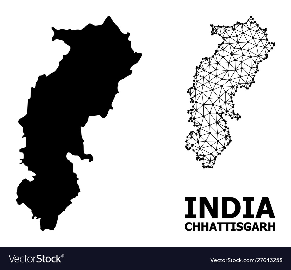 Solid and network map chhattisgarh state Vector Image