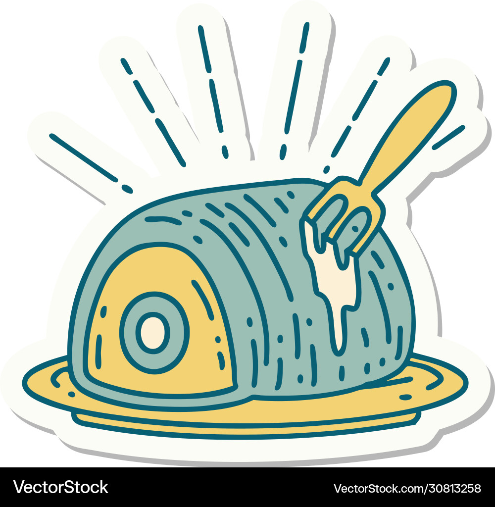 Sticker tattoo style roast beef Royalty Free Vector Image