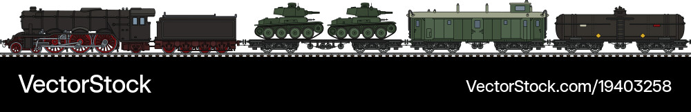 Vintage military steam train Royalty Free Vector Image