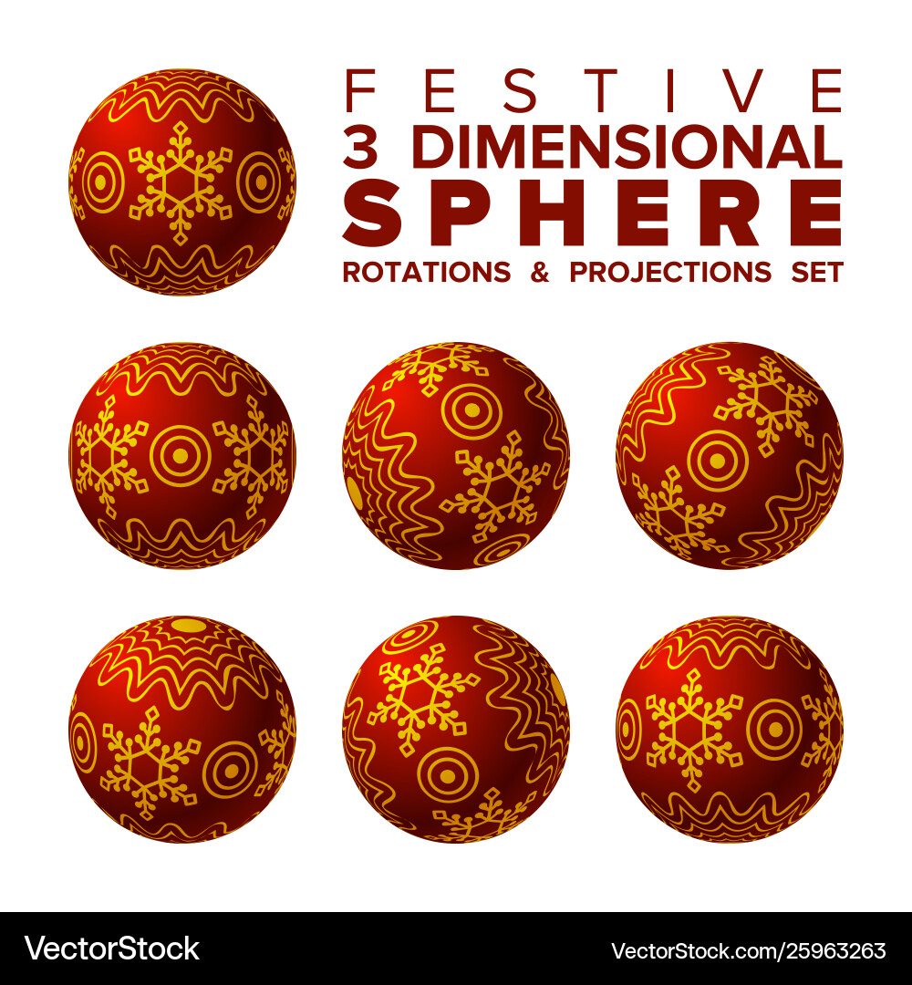 3d christmas and gold ball rotations Royalty Free Vector