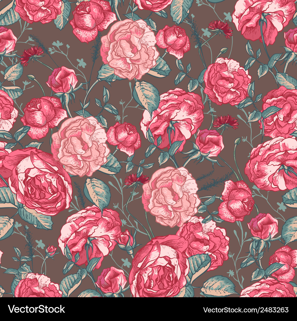 Beautiful vintage seamless roses background Vector Image