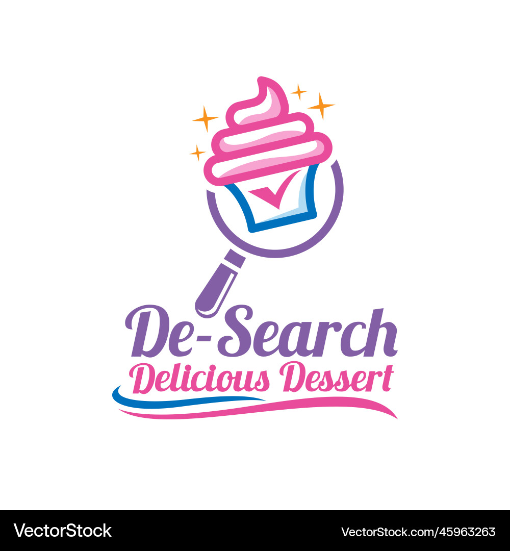 Delicious dessert logo design with sweet cupcake Vector Image