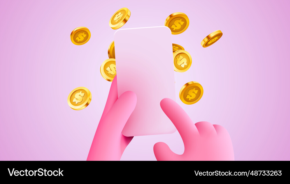 Easy online payments concept with cartoon 3d hand Vector Image