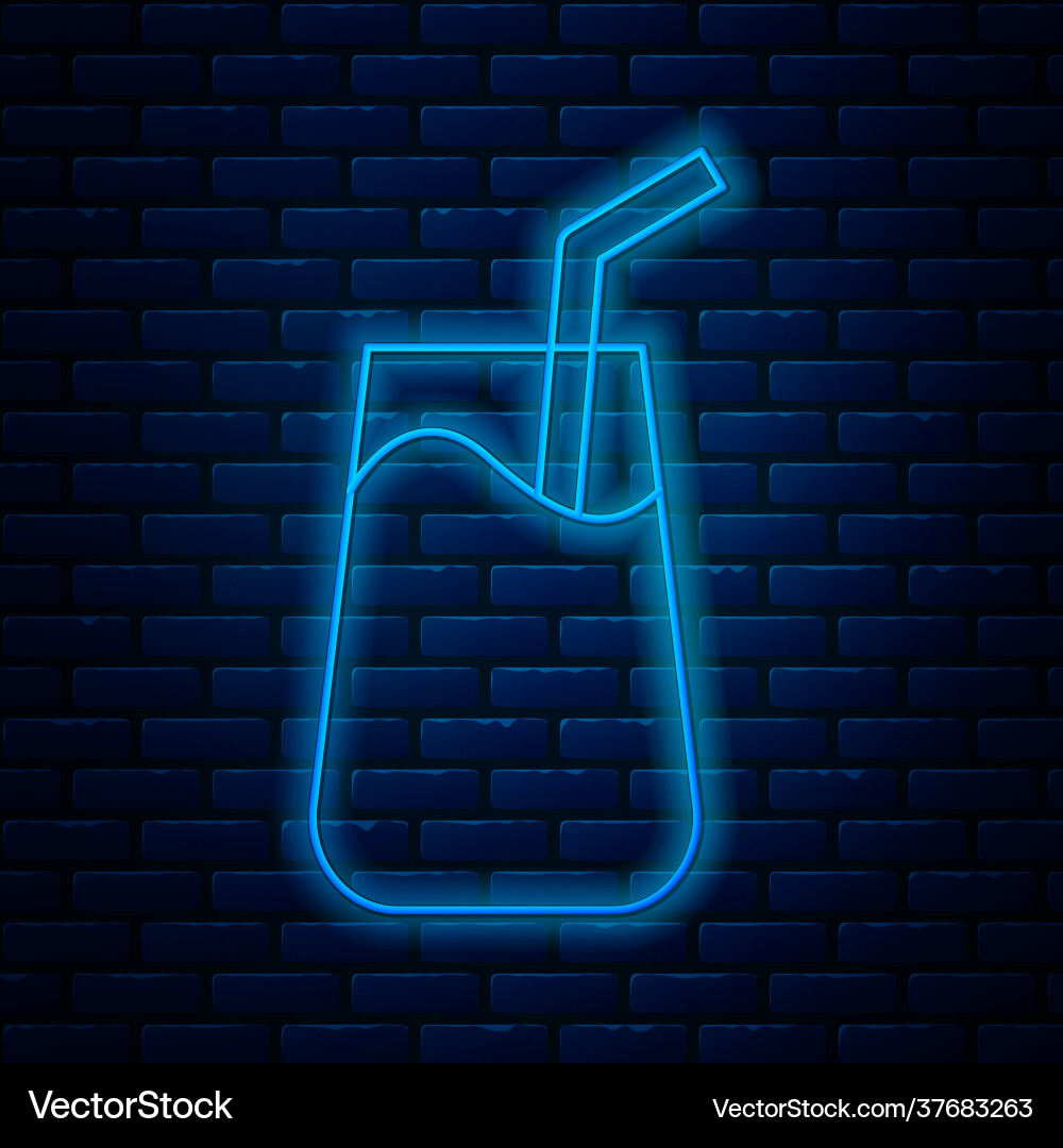 Glowing neon line cocktail and alcohol drink icon Vector Image