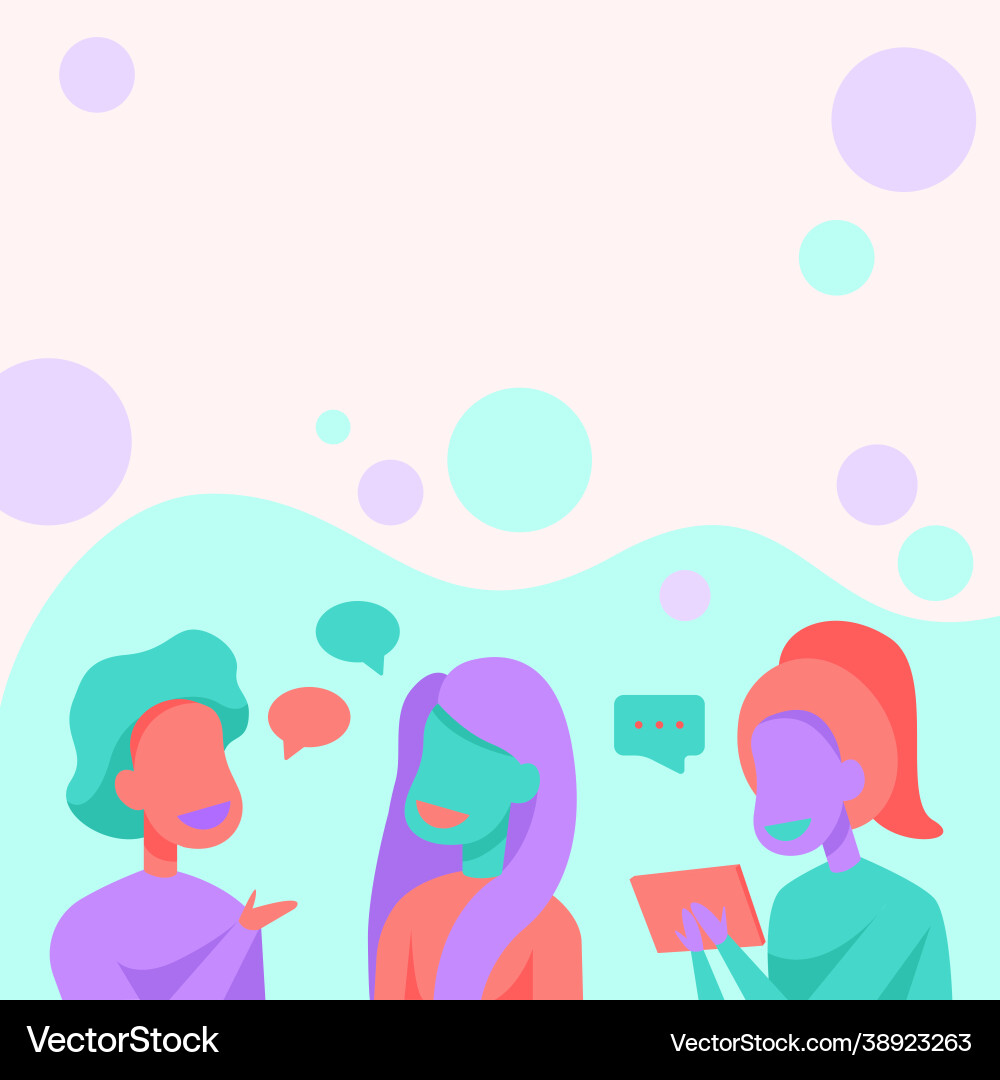 Happy friends drawing standing talking to each Vector Image