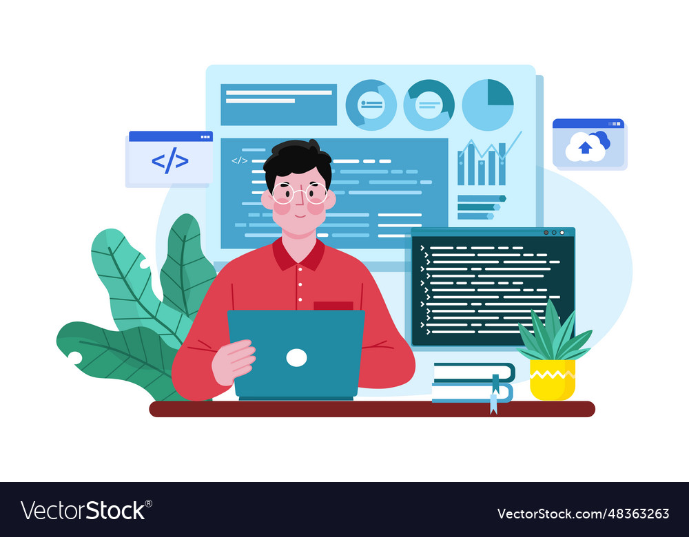 It manager managing technology systems Royalty Free Vector