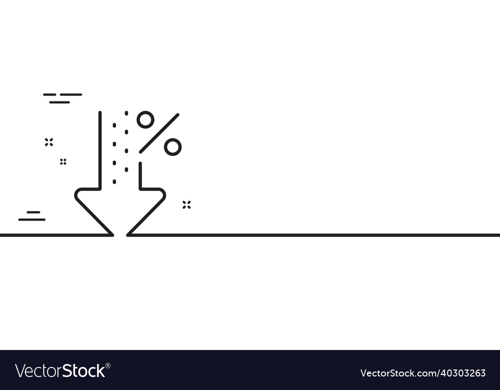 Low percent line icon discount sign decrease Vector Image