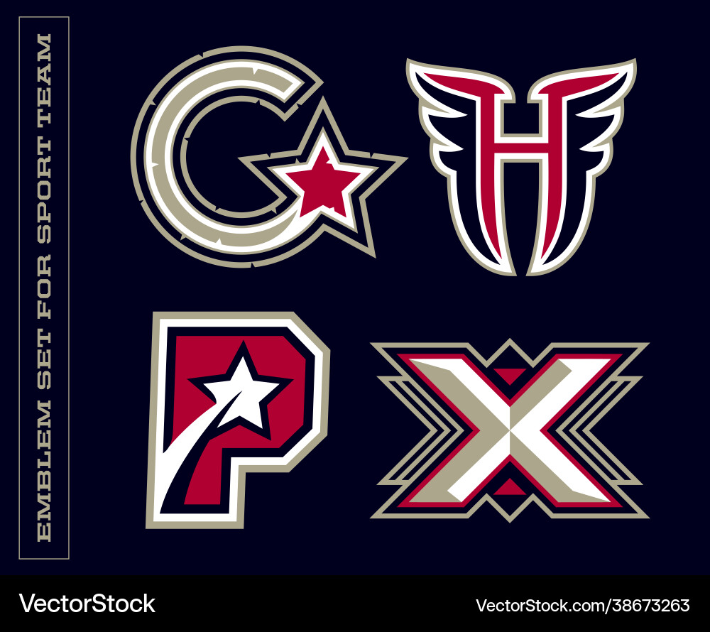 Modern professional letter emblems for sport teams