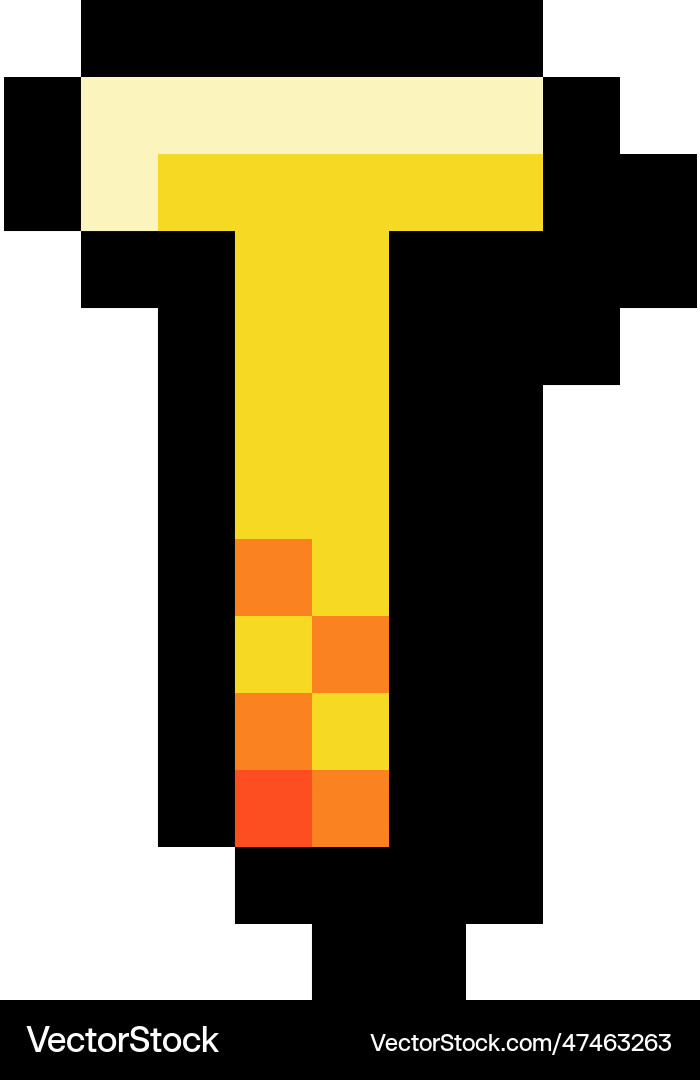 Pixel 8 bit uppercase letter t as font Royalty Free Vector