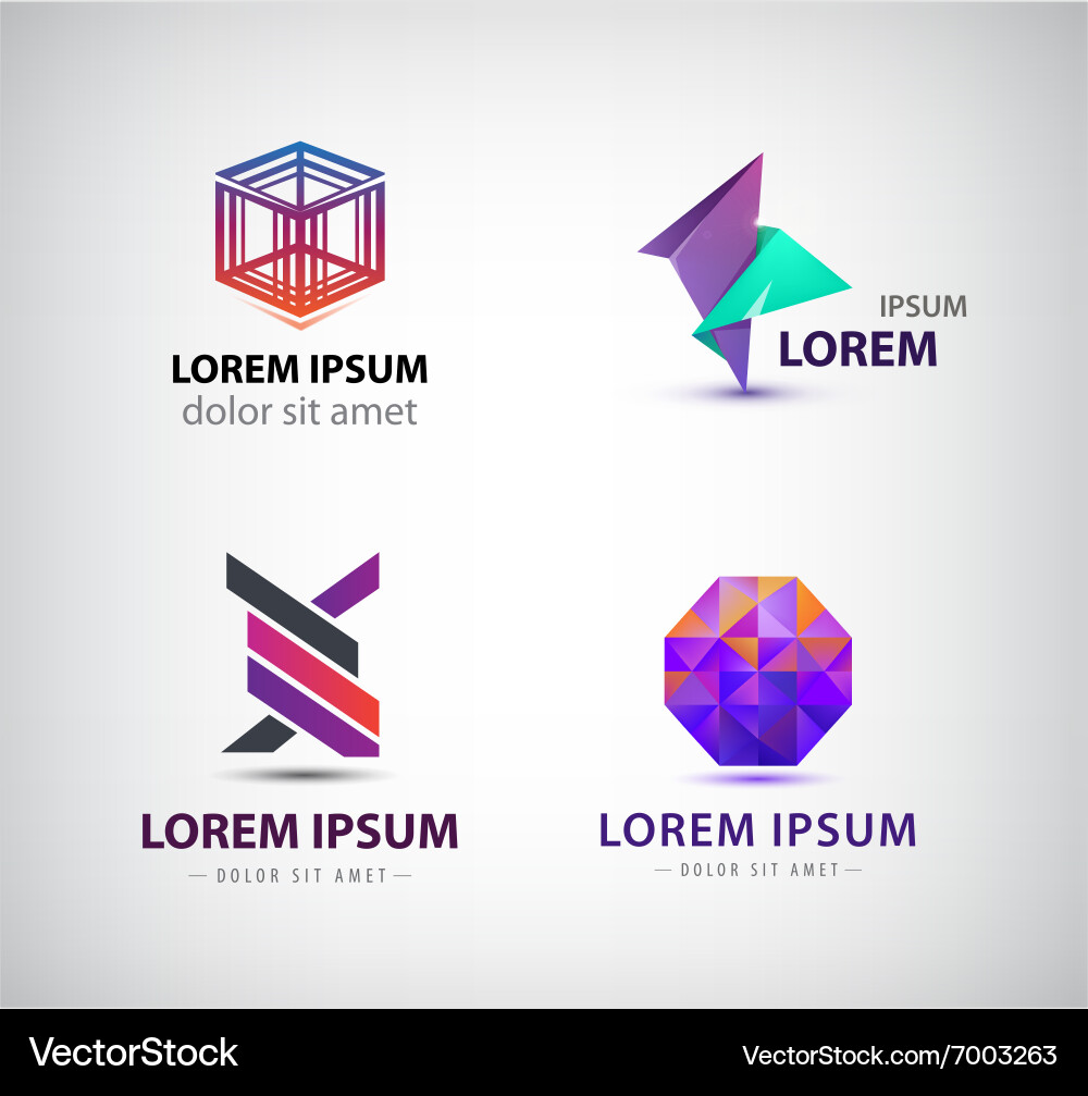 Set of abstract logos icons isolated Royalty Free Vector