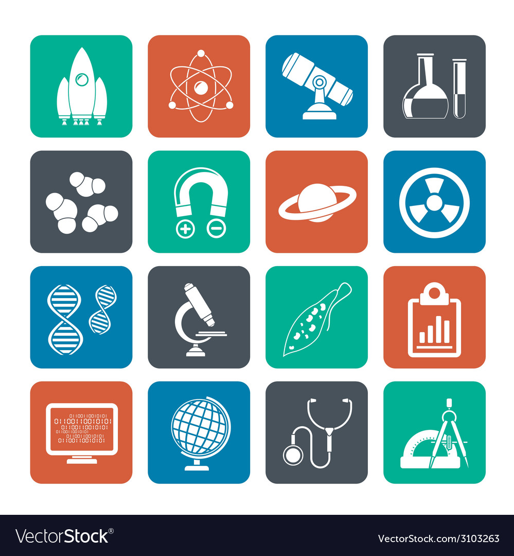 Silhouette science and education icons Royalty Free Vector