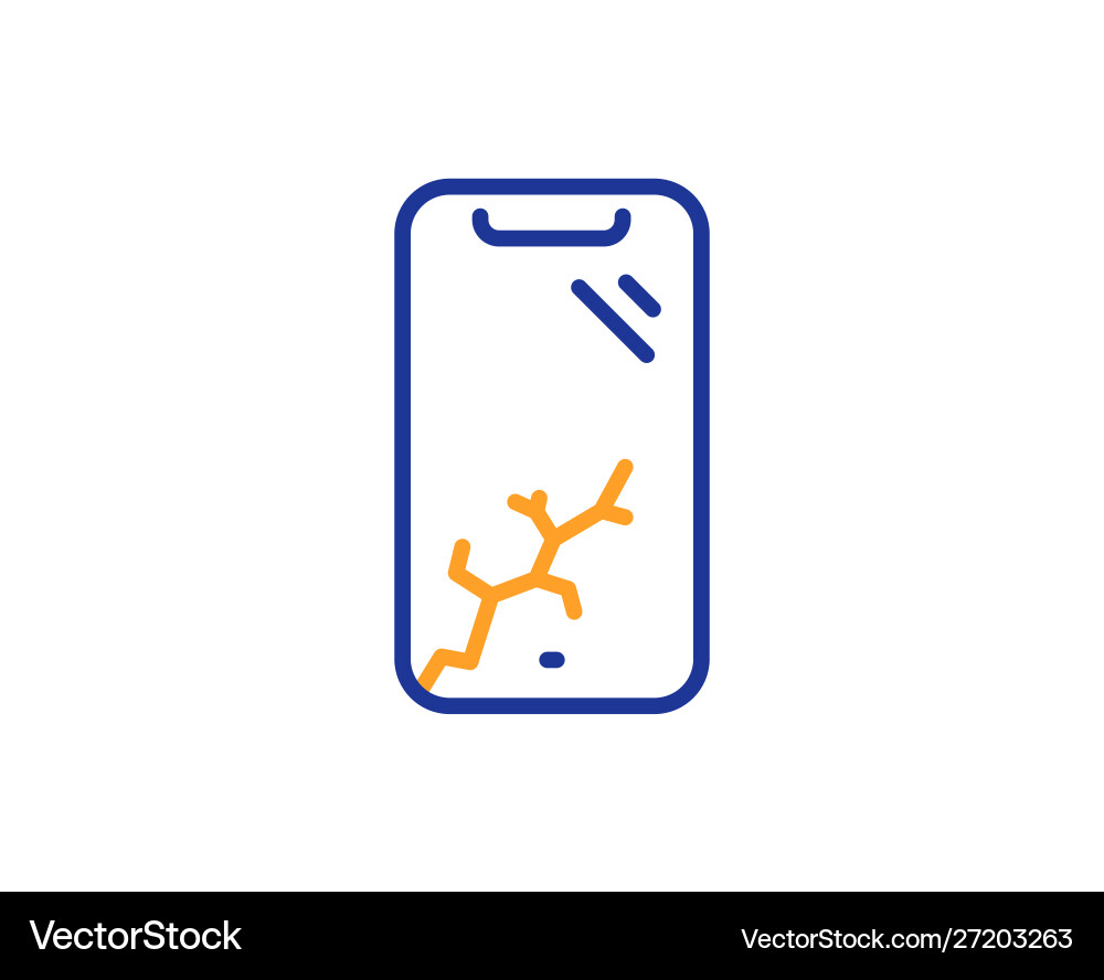 Smartphone broken line icon phone crash sign Vector Image