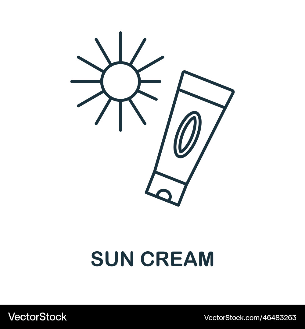 Sun cream line icon monochrome simple cream Vector Image