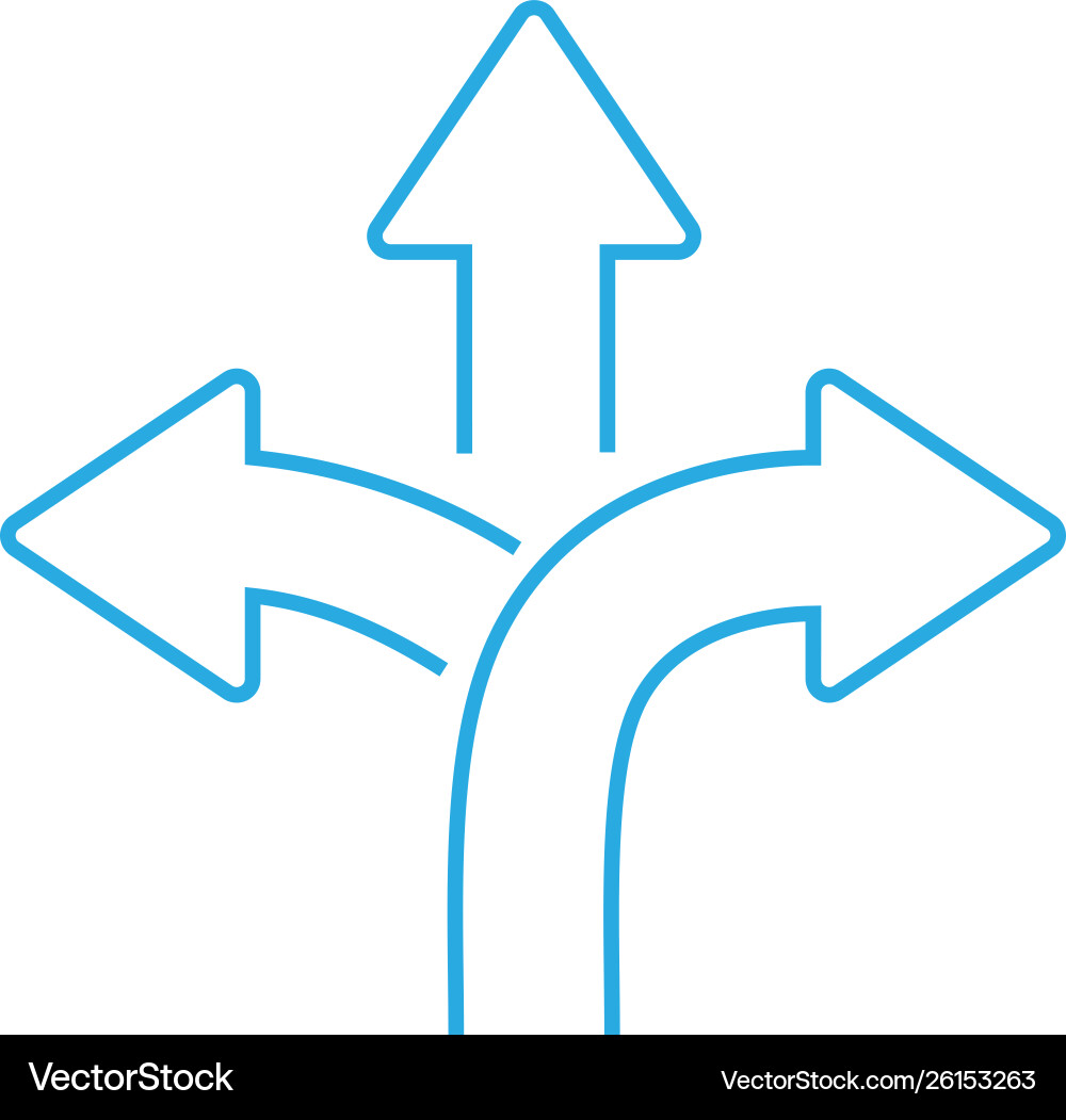 Three-way direction arrow sign road sign Vector Image