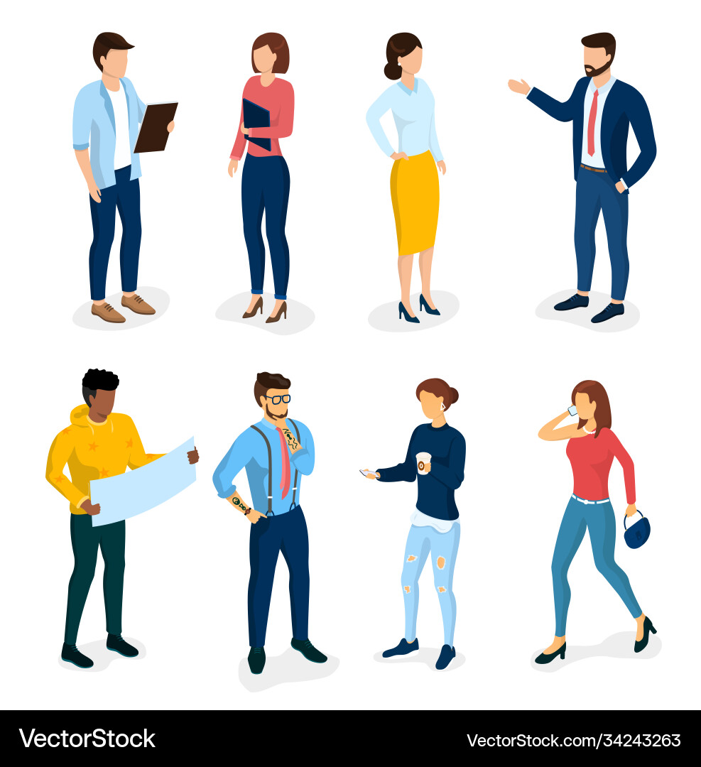 Trendy business people workers hipsters Royalty Free Vector