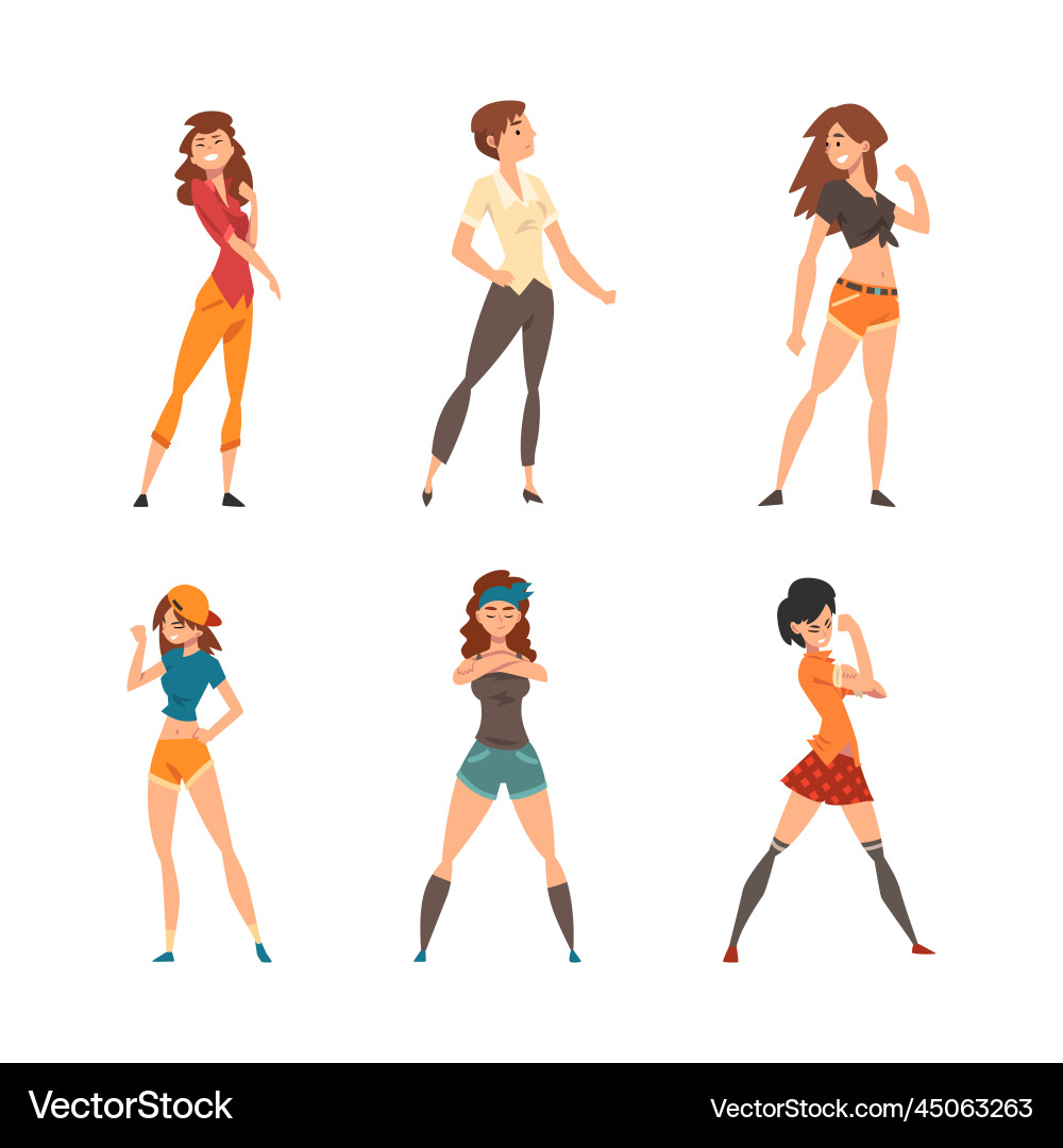 Young woman standing in brave pose feeling Vector Image