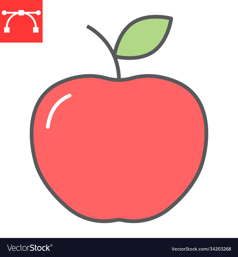 Apple color line icon healthy and fruit Royalty Free Vector