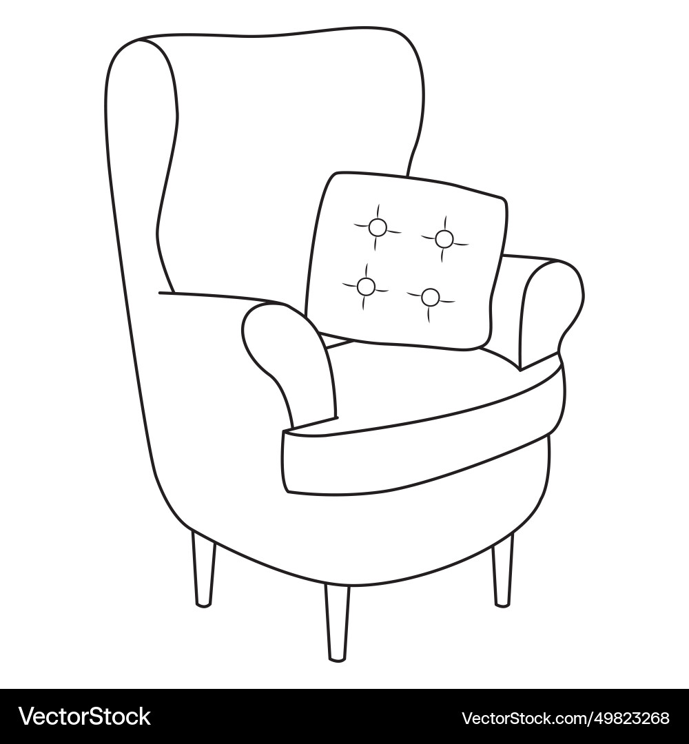 Armchair with cushion outline Royalty Free Vector Image