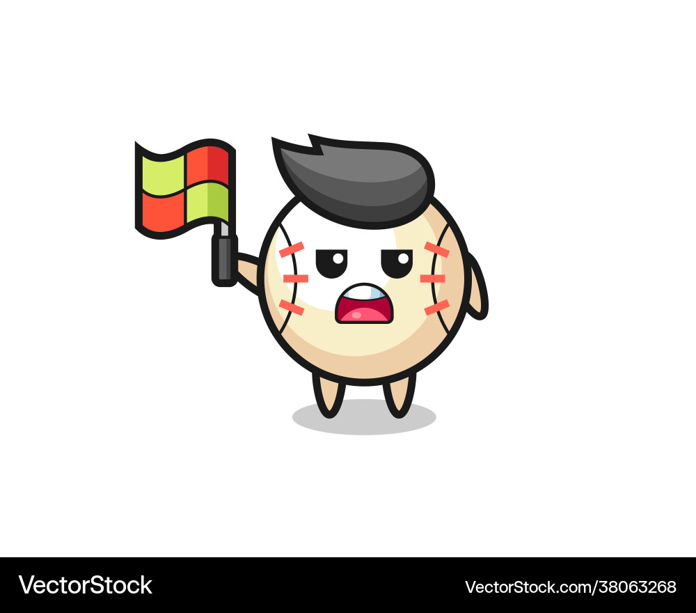 Baseball character as line judge putting flag Vector Image