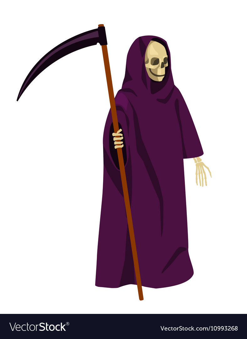 Cartoon death with a scyisolated on white Vector Image