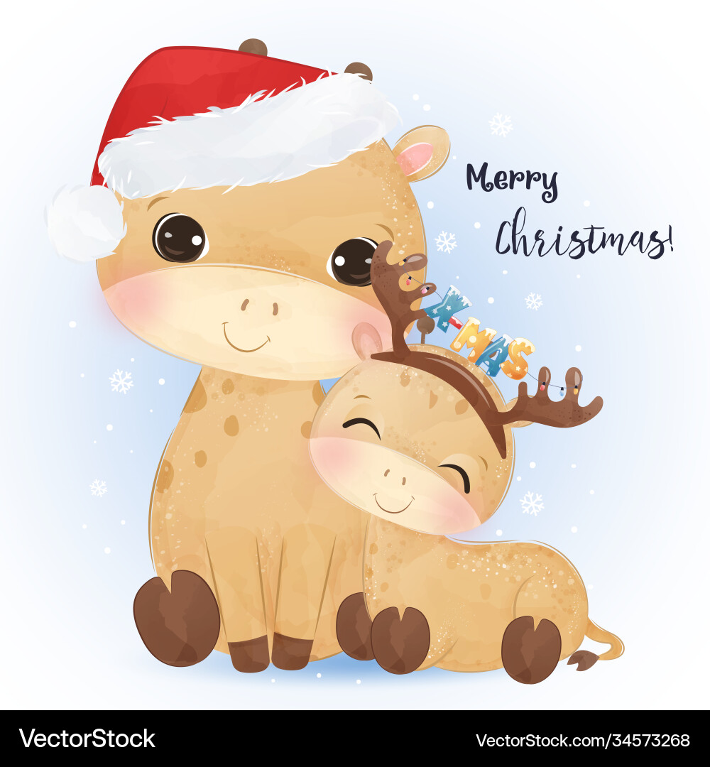 Christmas greeting card with cute animals Vector Image