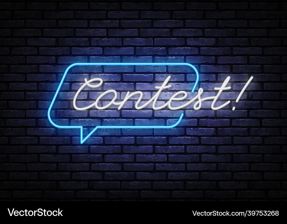 Contest neon sign design template retro Royalty Free Vector