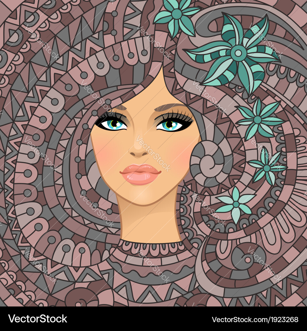 Girl texture with abstract flowers Royalty Free Vector Image