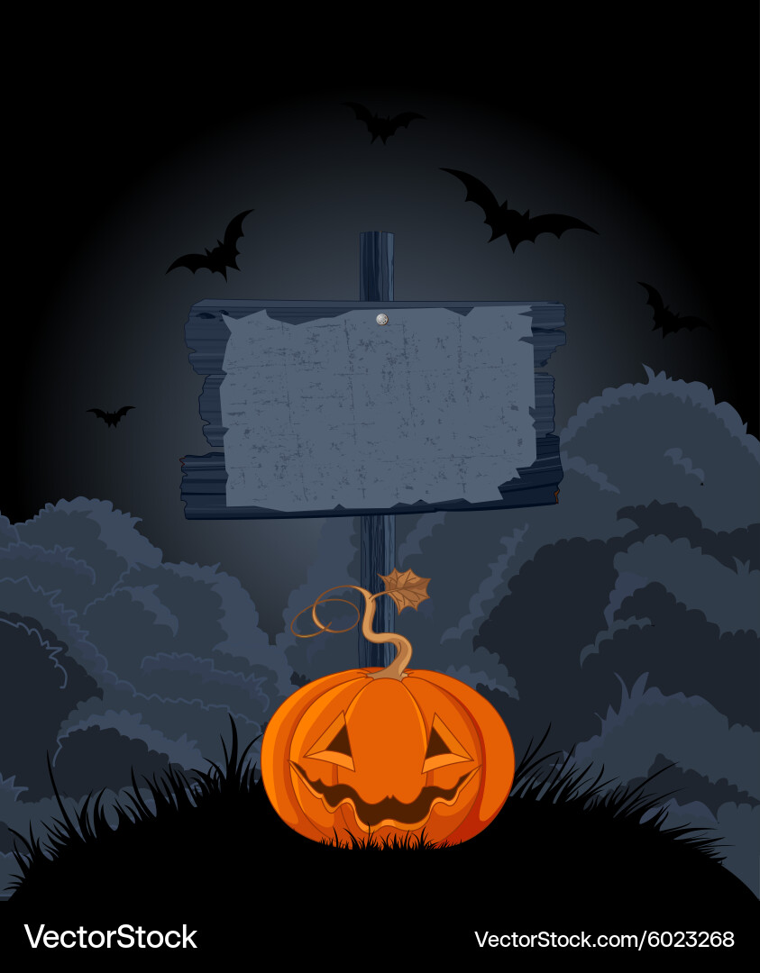 Halloween wooden sign Royalty Free Vector Image