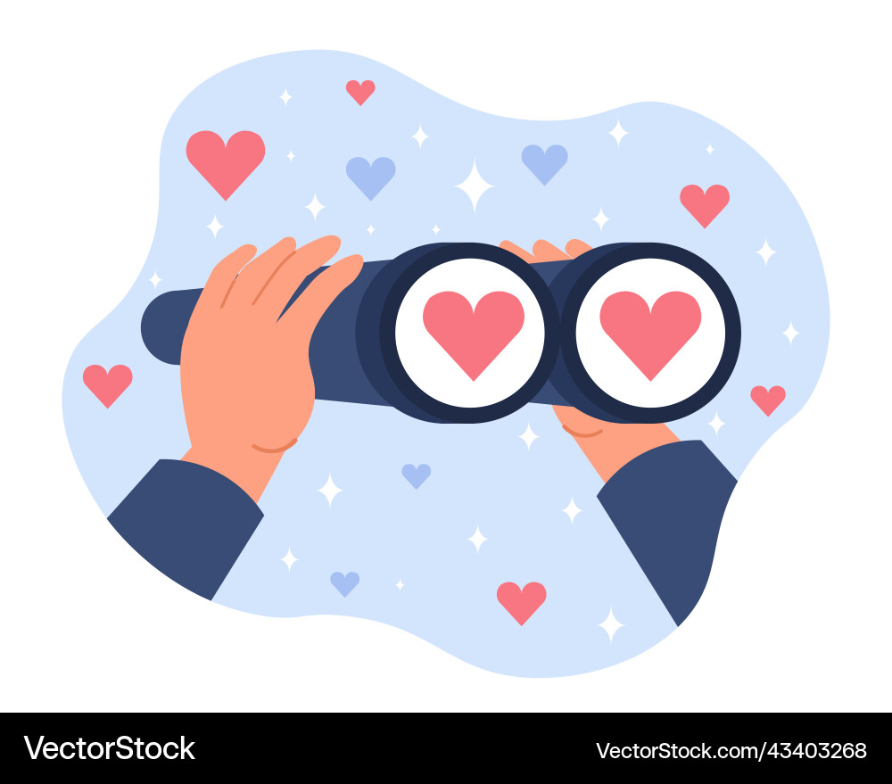 Hands hold binoculars Royalty Free Vector Image