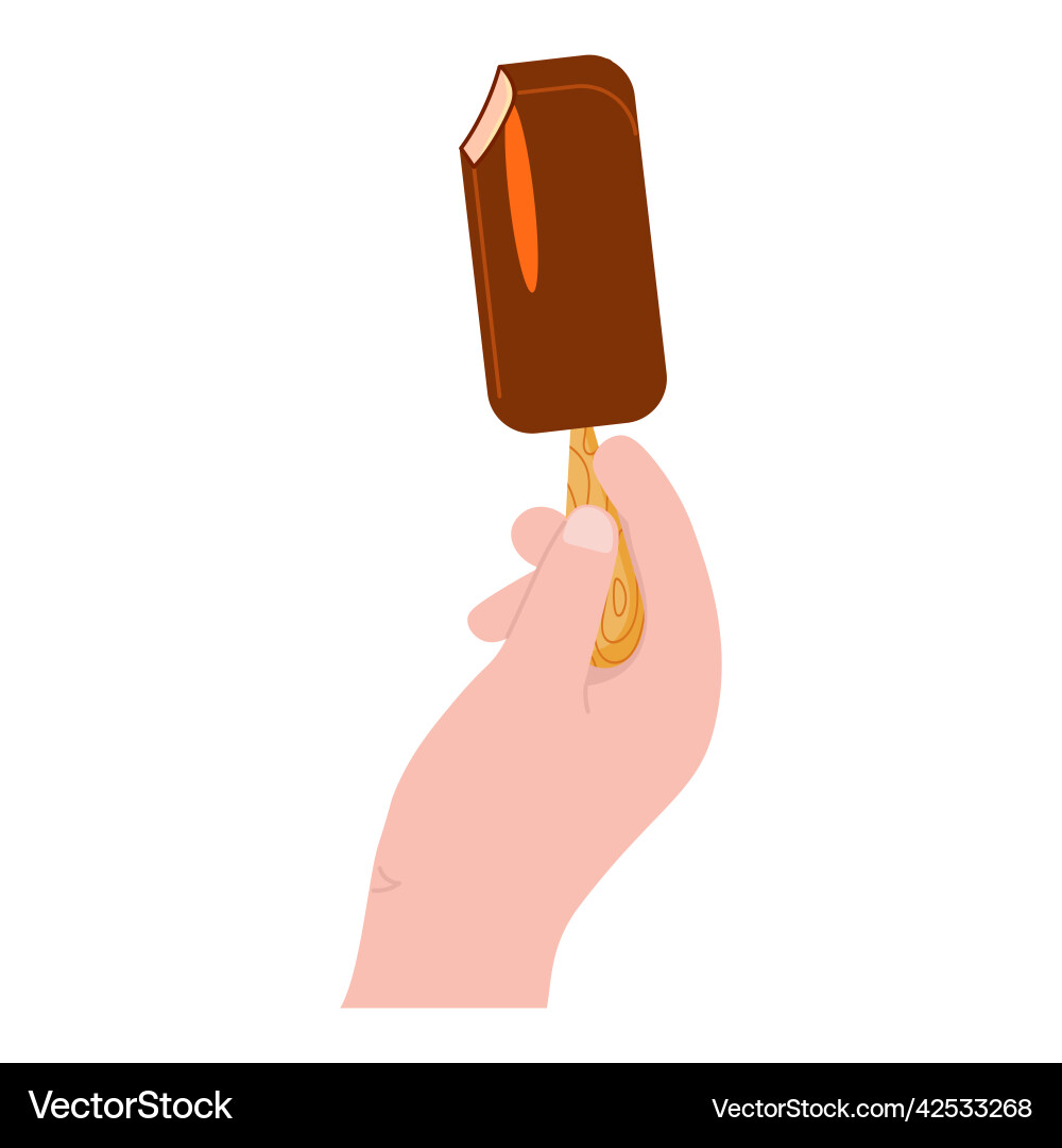 Human hand holds delicious chocolate popsicle Vector Image