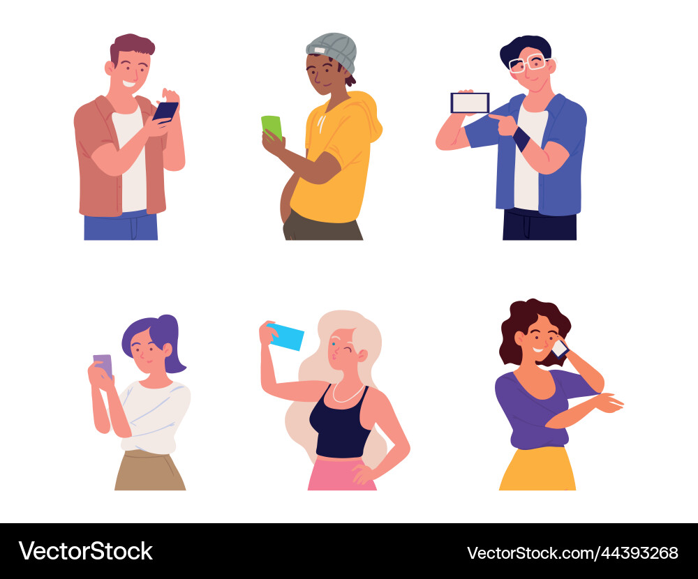 Icons people and smartphone Royalty Free Vector Image