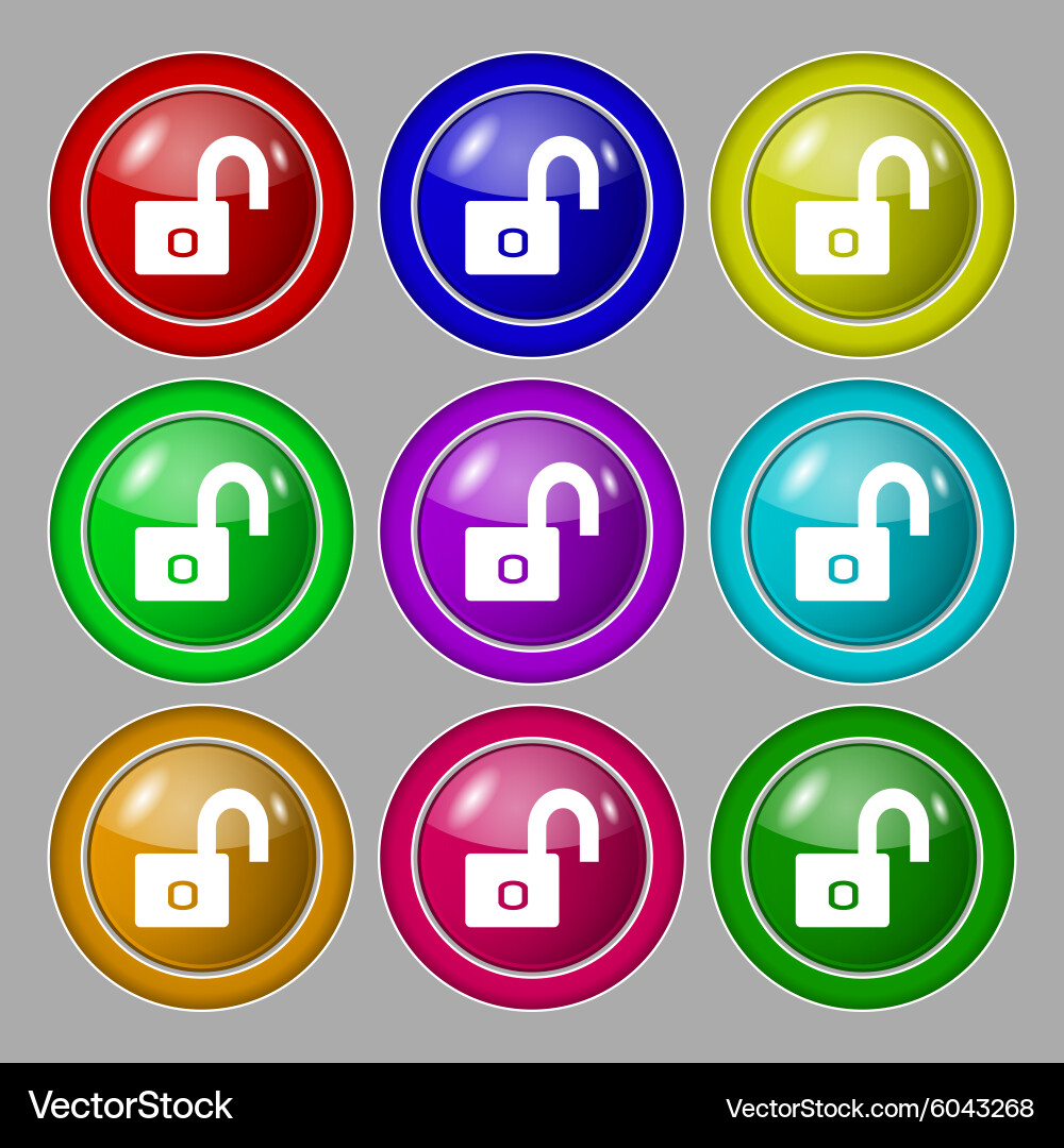 Lock sign icon locker symbol on nine round Vector Image
