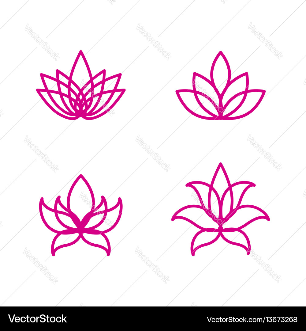 Lotus flower logo assorted icons set Royalty Free Vector
