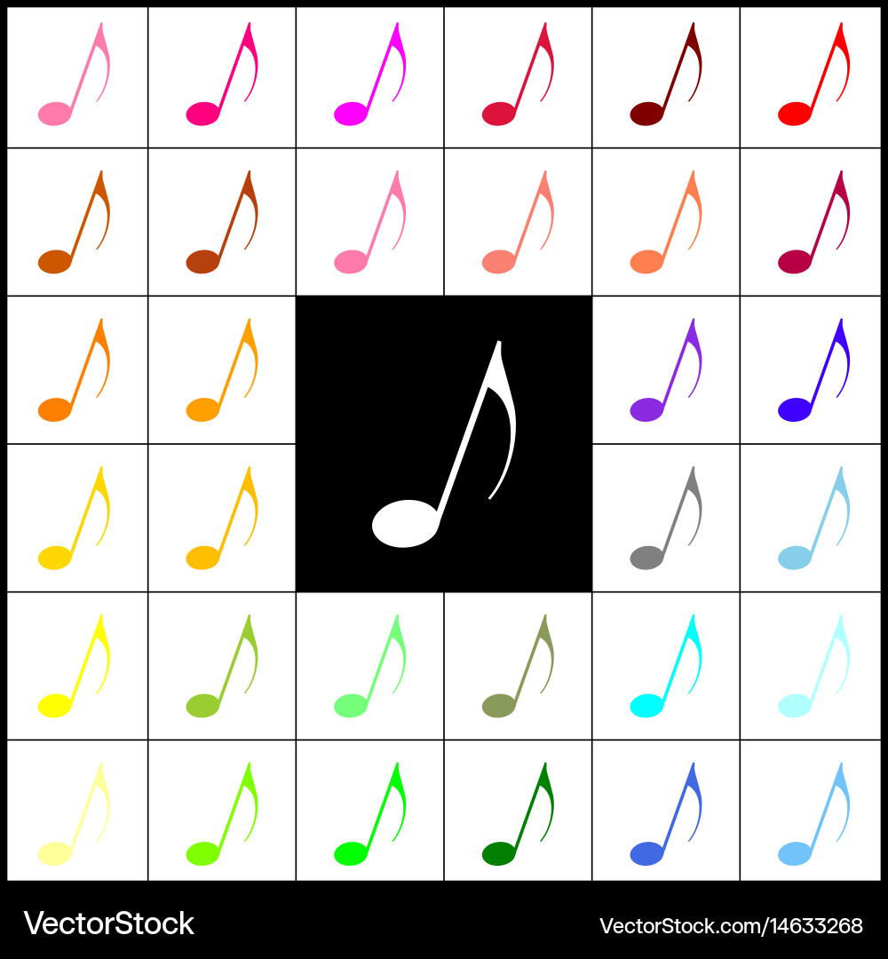 Music note sign felt-pen 33 colorful Royalty Free Vector