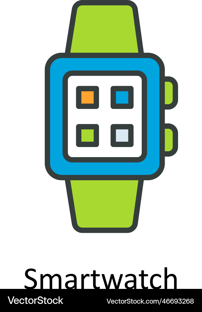Smart watch fill outline icons simple s Royalty Free Vector
