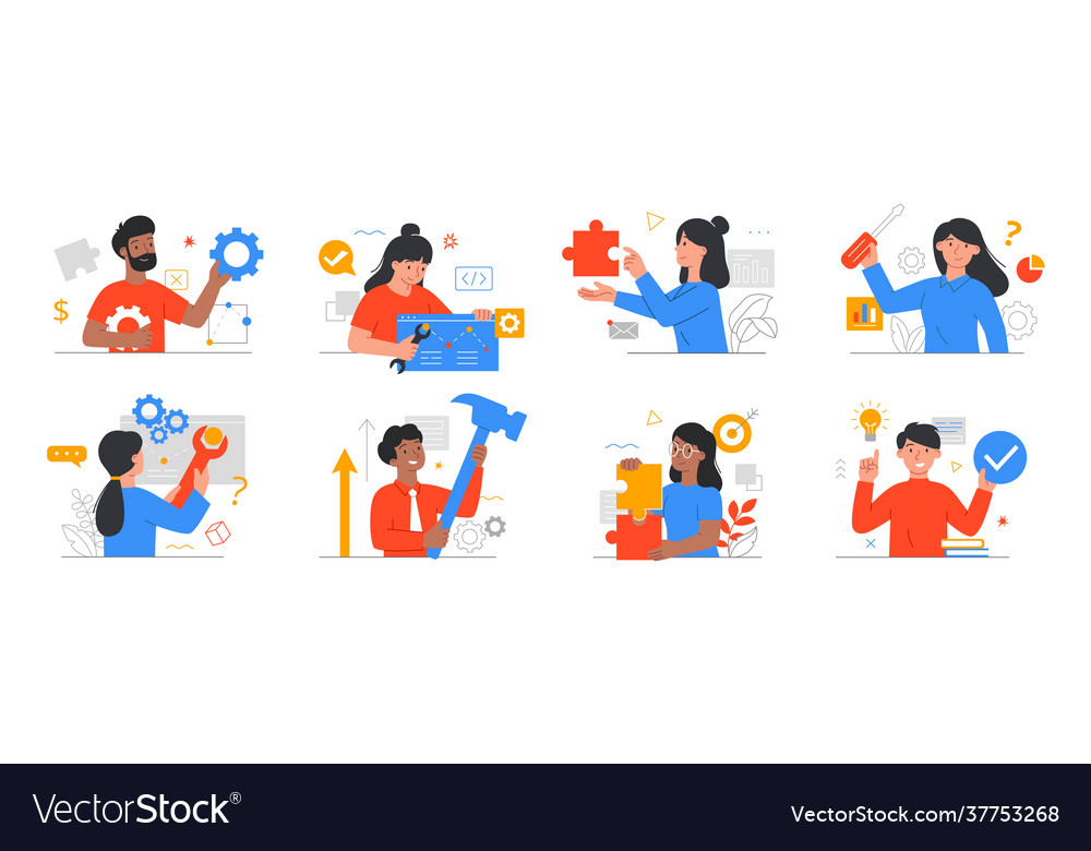 Solving and fixing technical problems Royalty Free Vector