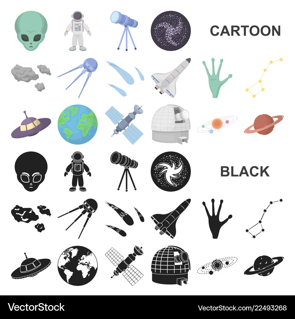 Space technology cartoon icons in set collection Vector Image