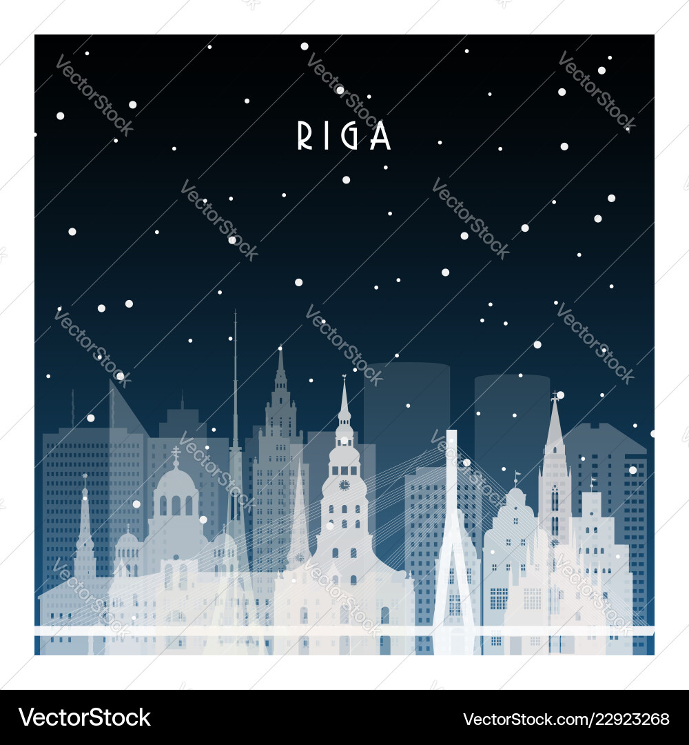Winter night in riga night city Royalty Free Vector Image