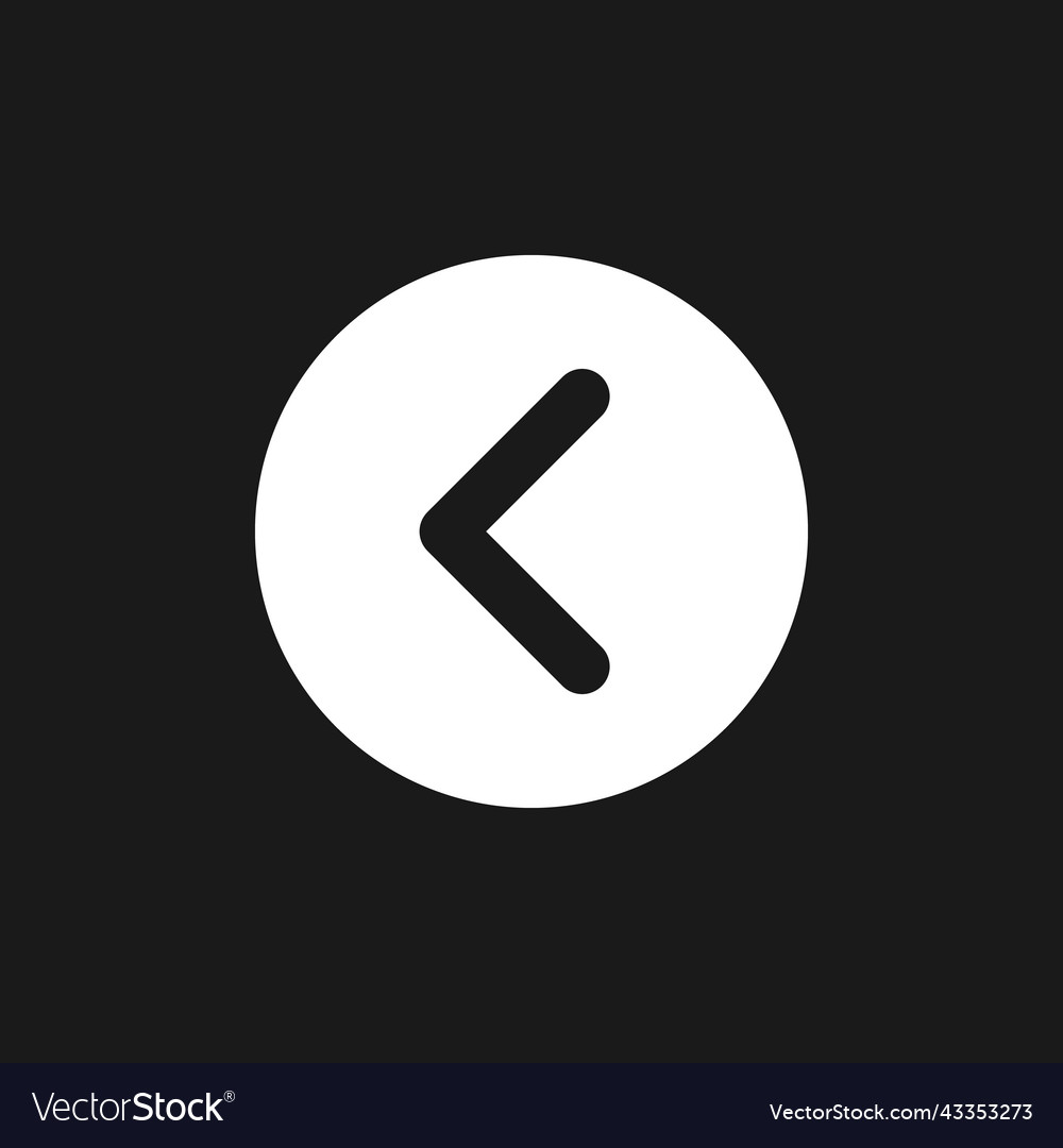 Arrow left button dark mode glyph ui icon Vector Image