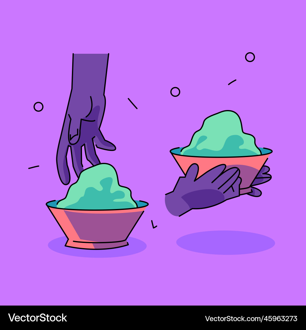 Colorful hands celebrating holi a festive Vector Image