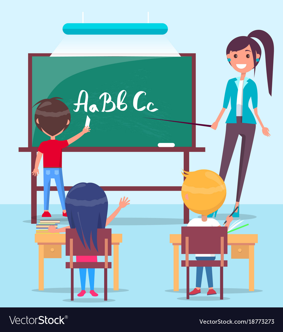 Lesson in classroom colorful Royalty Free Vector Image