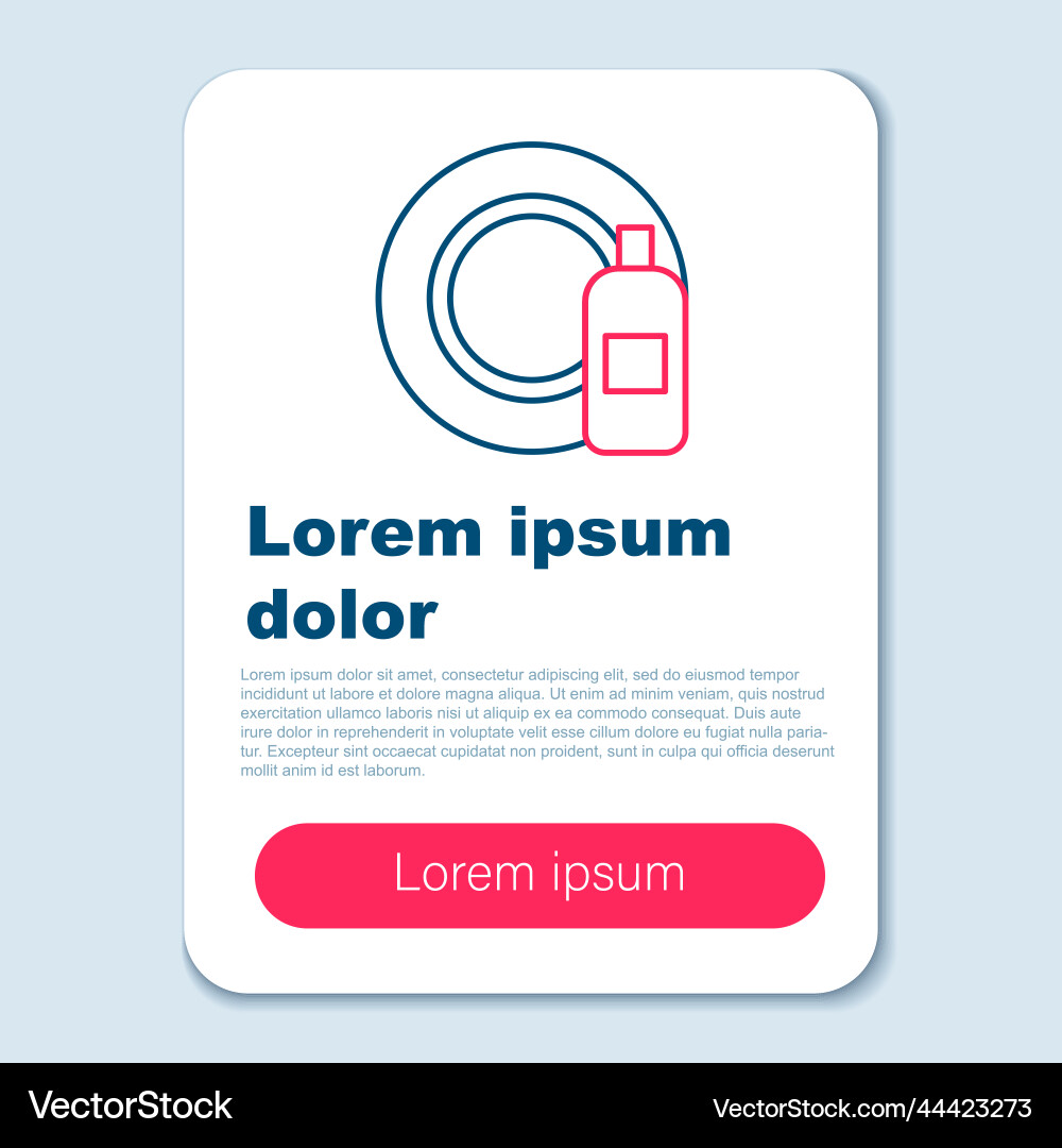 Line dishwashing liquid bottle and plate icon Vector Image