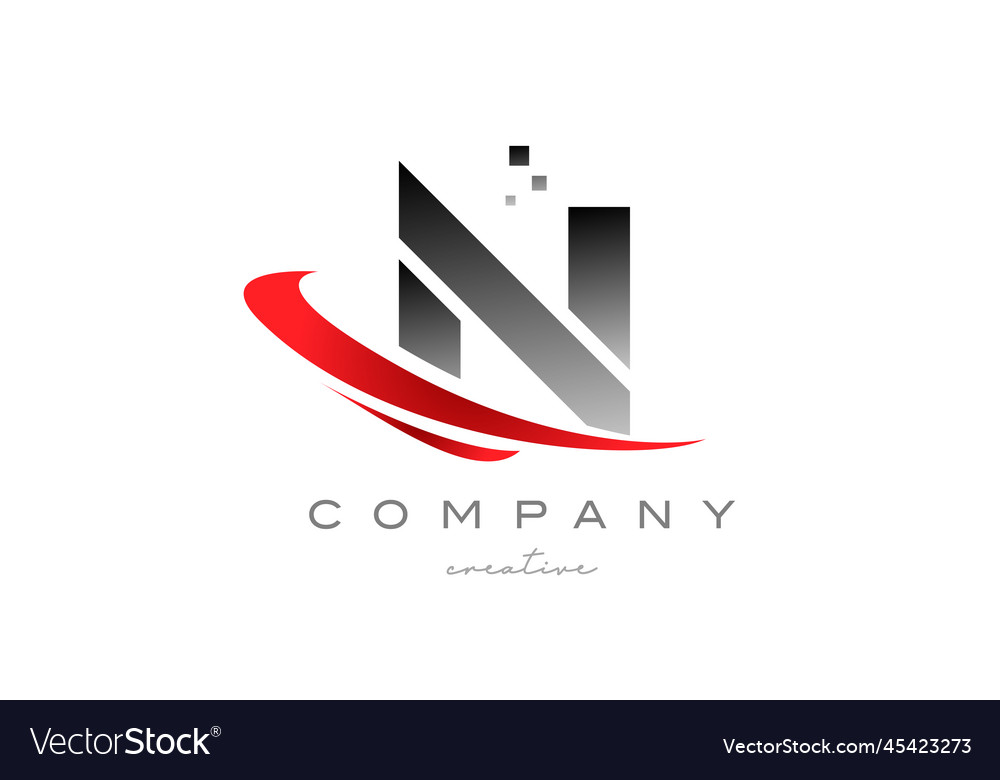 N alphabet letter logo icon with red swoosh Vector Image