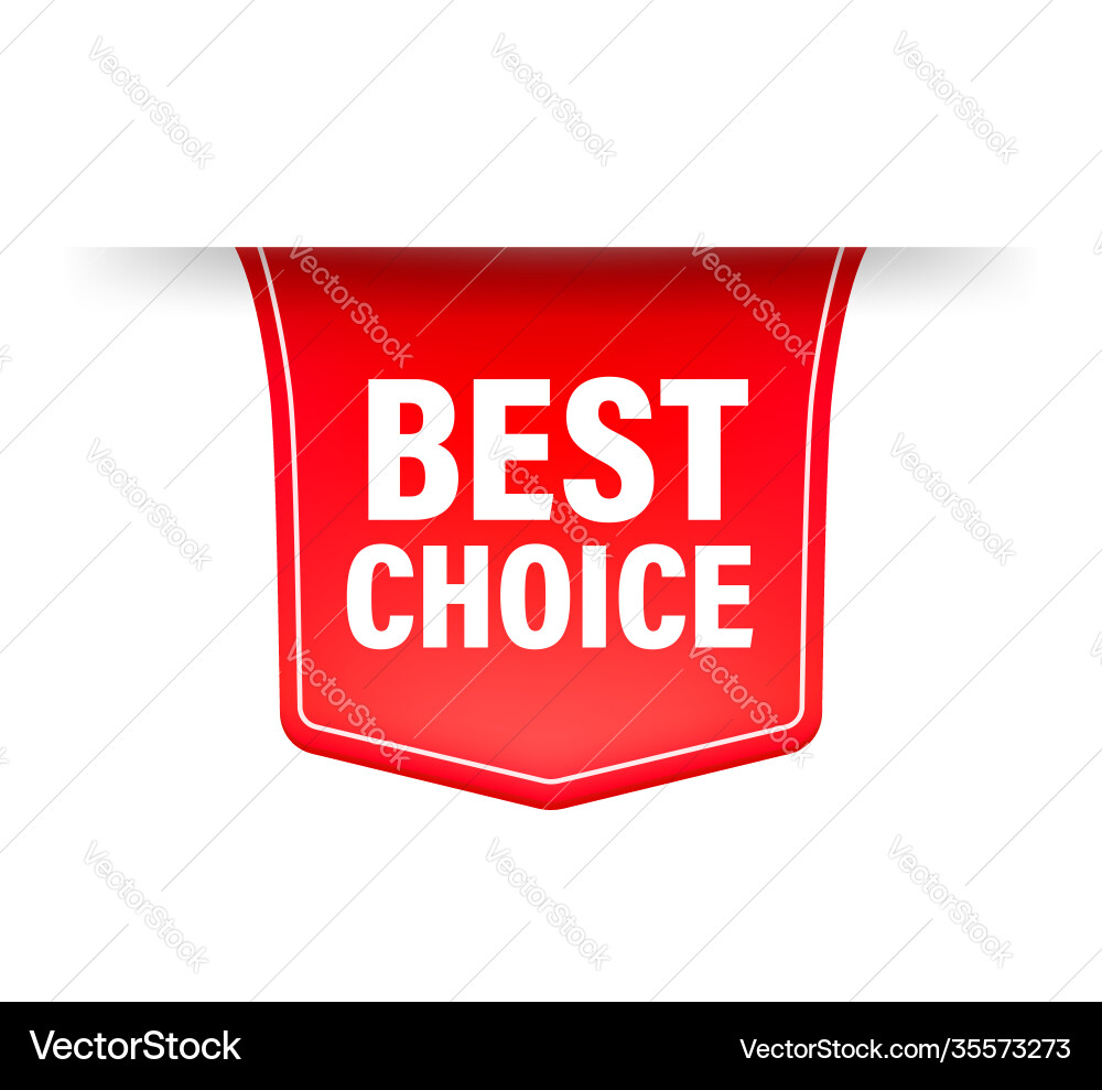 Red ribbon best choice guaranteed label Royalty Free Vector