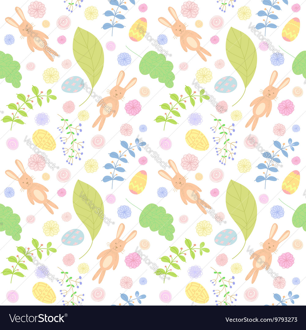 Seamless pattern with cute rabbits easter Vector Image