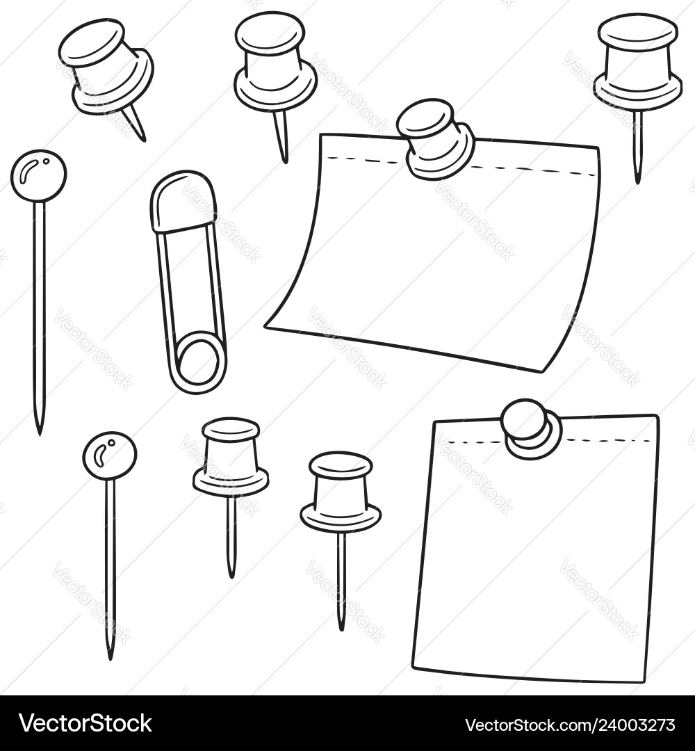 Set of pin and memonote Royalty Free Vector Image